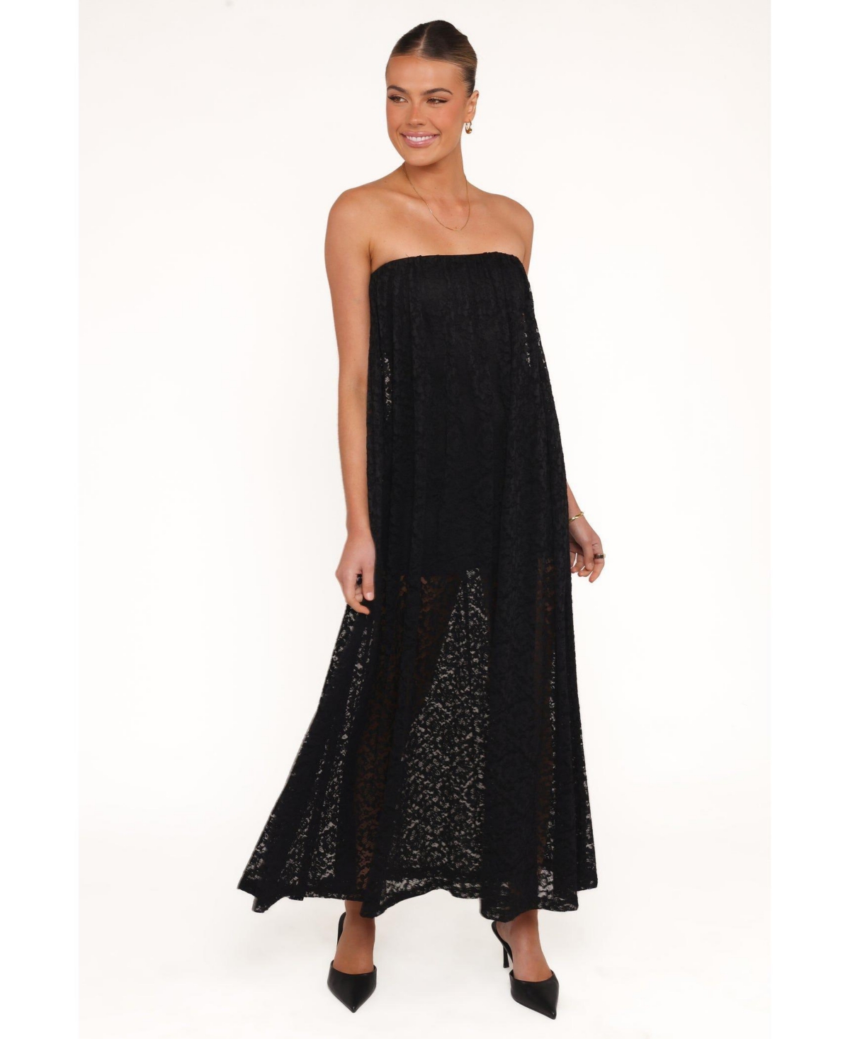 Click here for Petal and Pup Womens Davina Maxi Dress - Black lac... prices