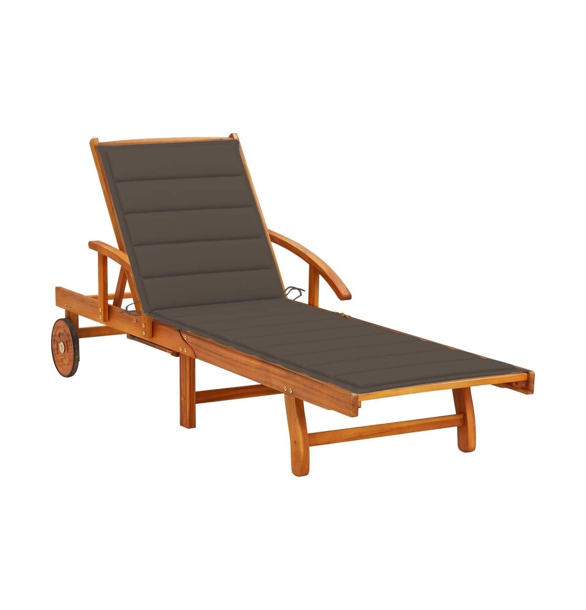Click here for vidaXL Taupe Solid Acacia wood Sunlounger with Sta... prices
