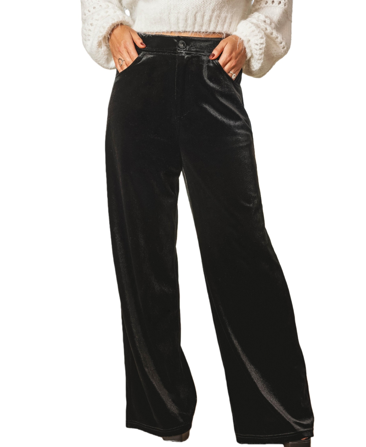 Click here for Cupshe Womens Midnight Wide Leg Trousers - Black prices