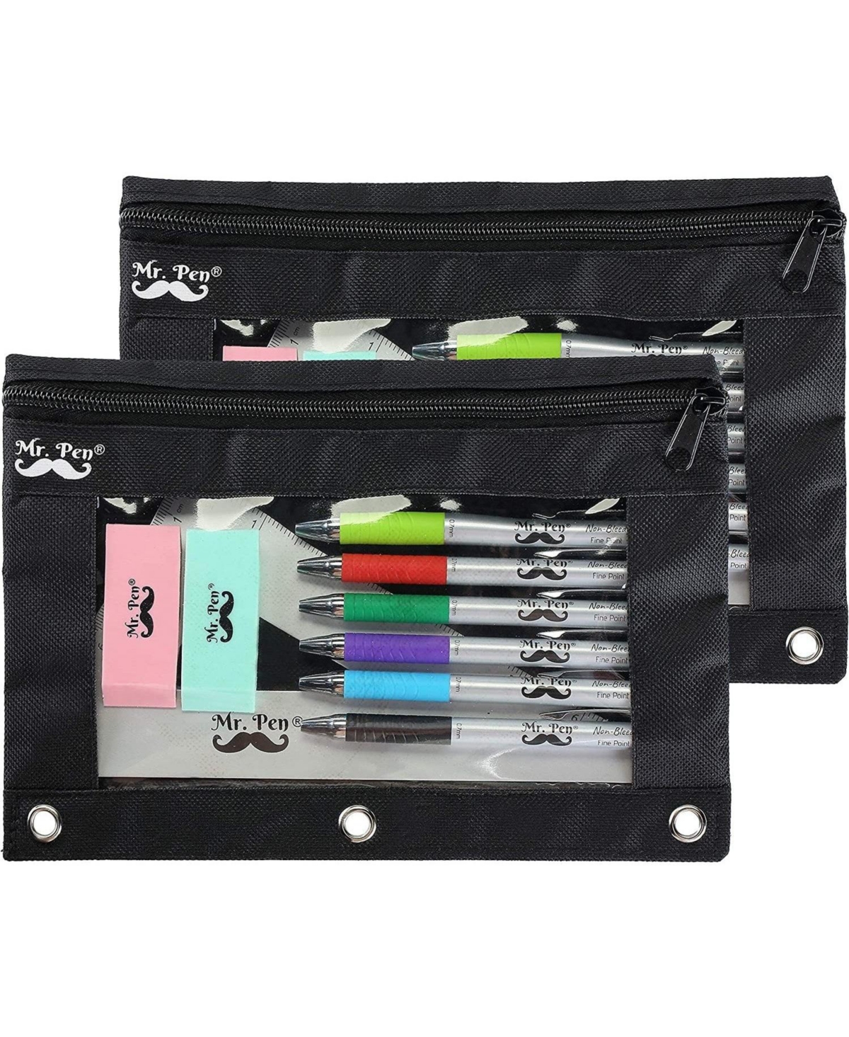 Click here for Mr. Pen Fabric Pencil Pouch with 3 Binder Holes  B... prices