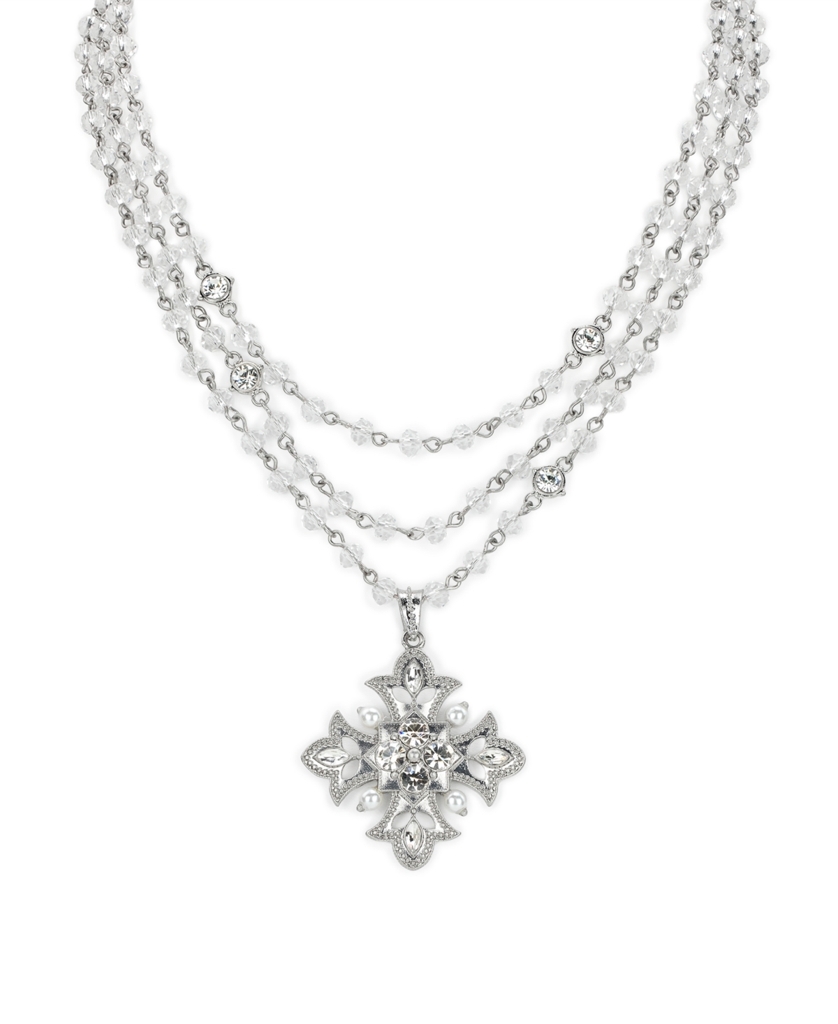 Click here for Patricia Nash Three Strand Rhodium Plated Necklace... prices