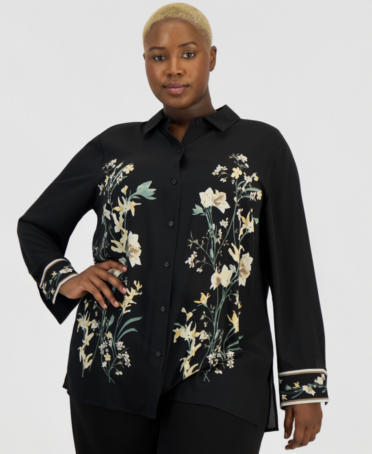 Click here for Anne Klein Plus Size Placement-Print Button-Front... prices