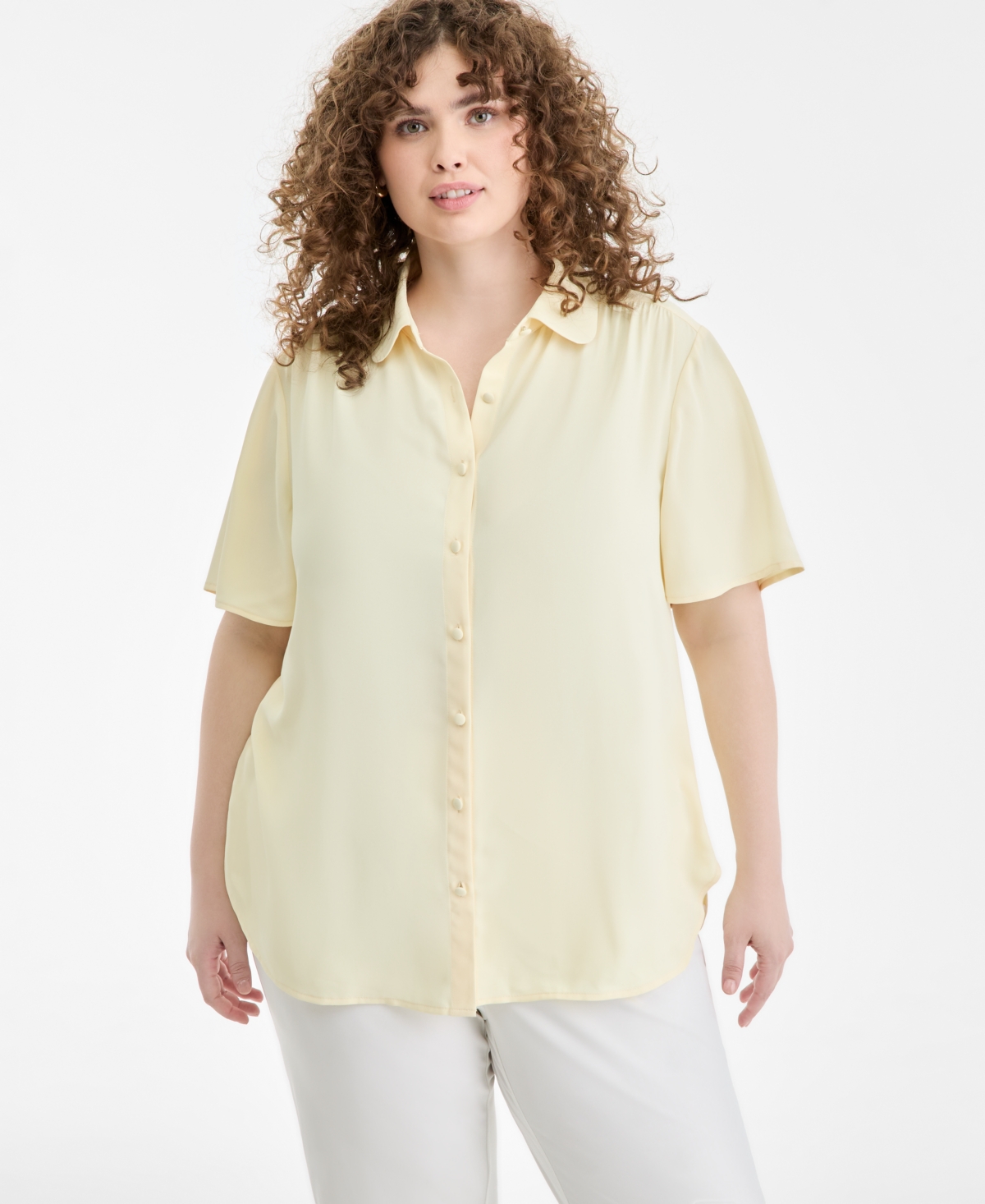 Click here for Anne Klein Plus Size Button-Front Short-Sleeve Shi... prices