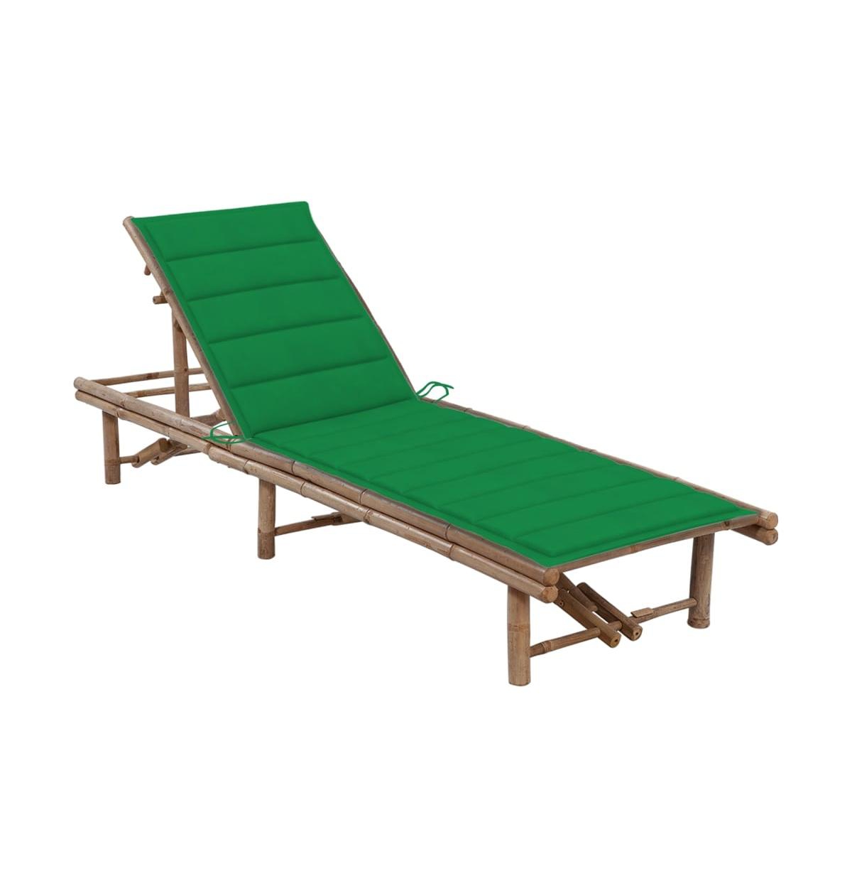 Click here for vidaXL Sunlounger Bamboo  Green Bamboo  100 Polyes... prices