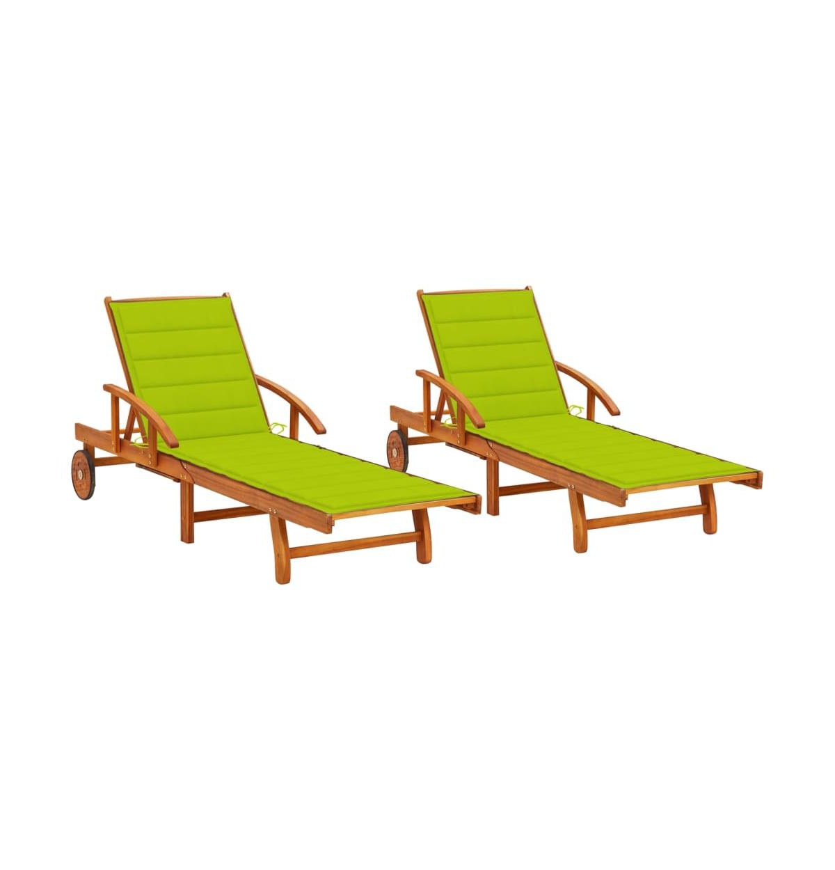 Click here for vidaXL Sun Lounger Solid Acacia with Bright Green... prices