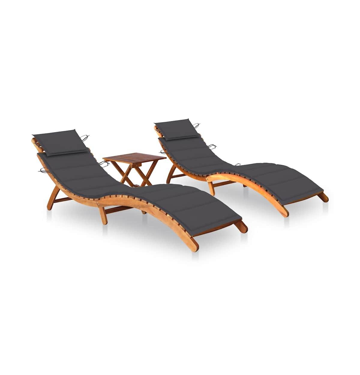 Click here for vidaXL Sun Lounger Anthracite Solid Acacia wood wi... prices