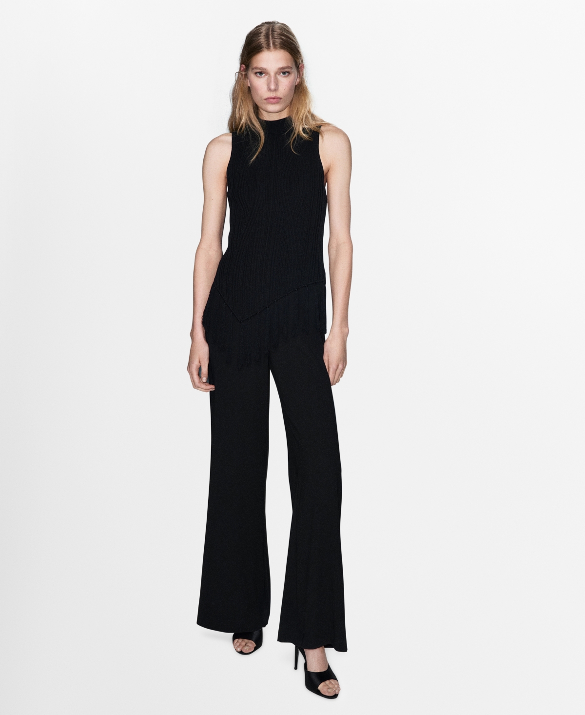Click here for Mango Womens Fringed Jumpsuit - Black prices