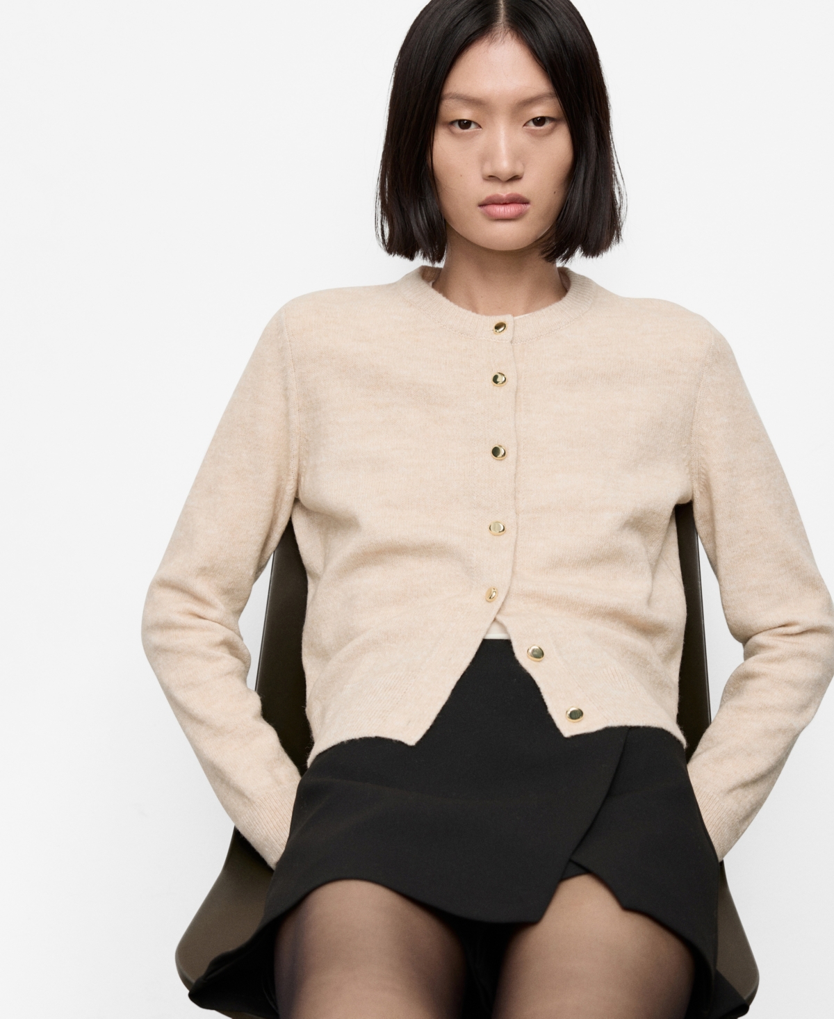 Click here for Mango Womens Knitted Button Cardigan - Ecru prices