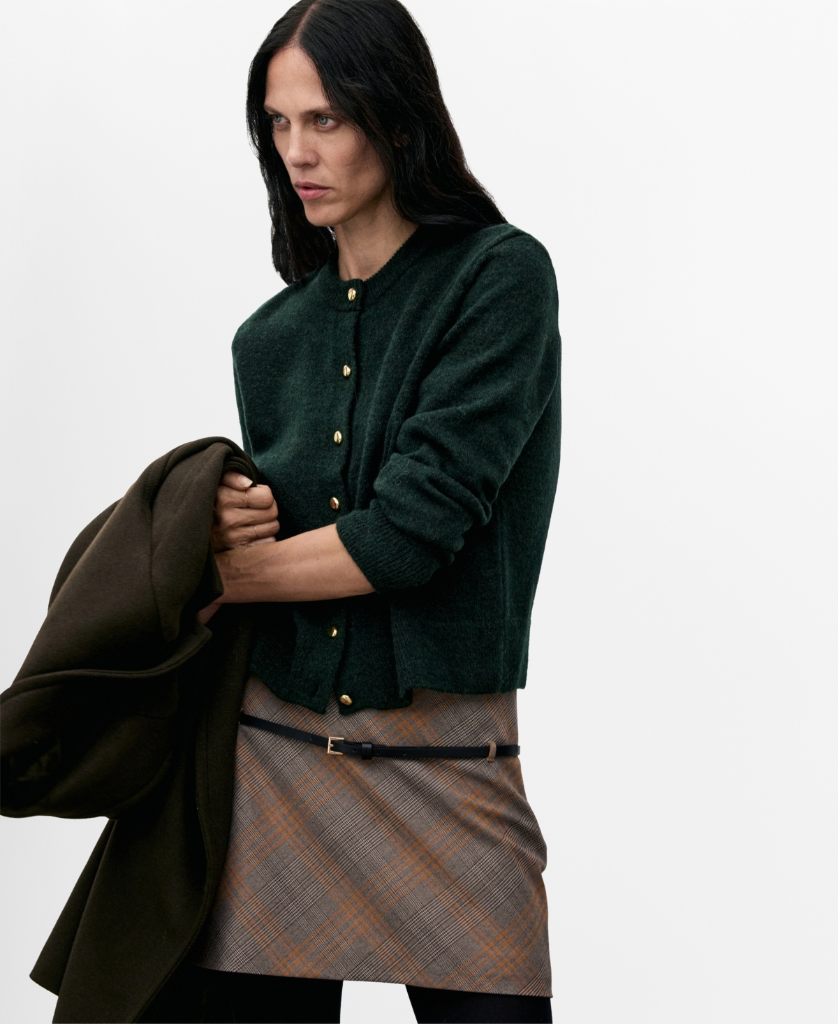 Click here for Mango Womens Knitted Button Cardigan - Green prices