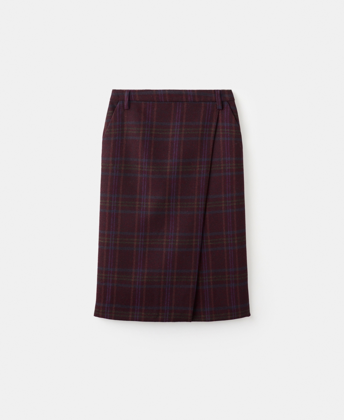 Mango Womens Check Wrap Skirt - Maroon