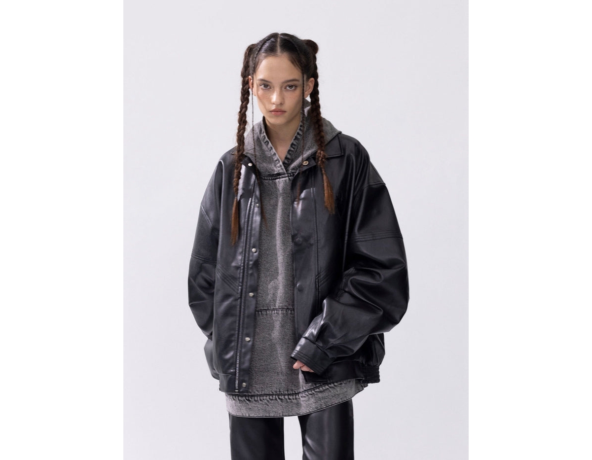 Click here for Aelfric Eden Womens Zip Up Ruched Leather Jacket -... prices