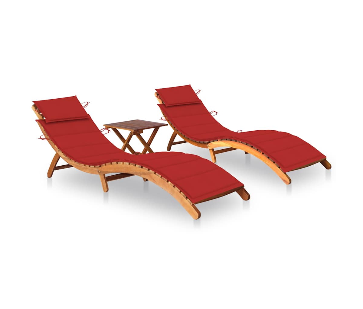 Click here for vidaXL Patio Sun Lounger Natural wood color  Red c... prices