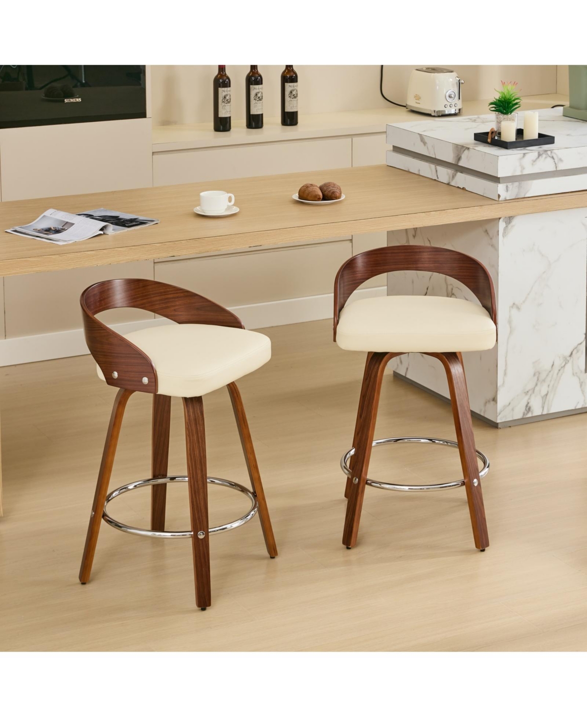 Click here for Casainc Set of 2 Swivel Wood Bar Stools with Low B... prices