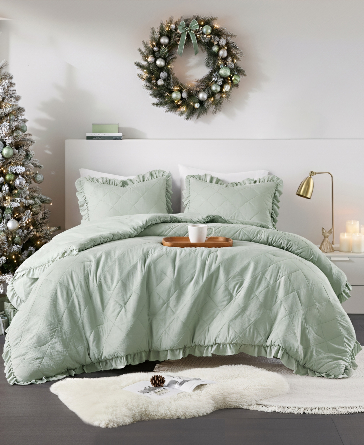 Click here for 510 Design Phoebe Diamond Quilted Ruffle Edge 3-Pc... prices