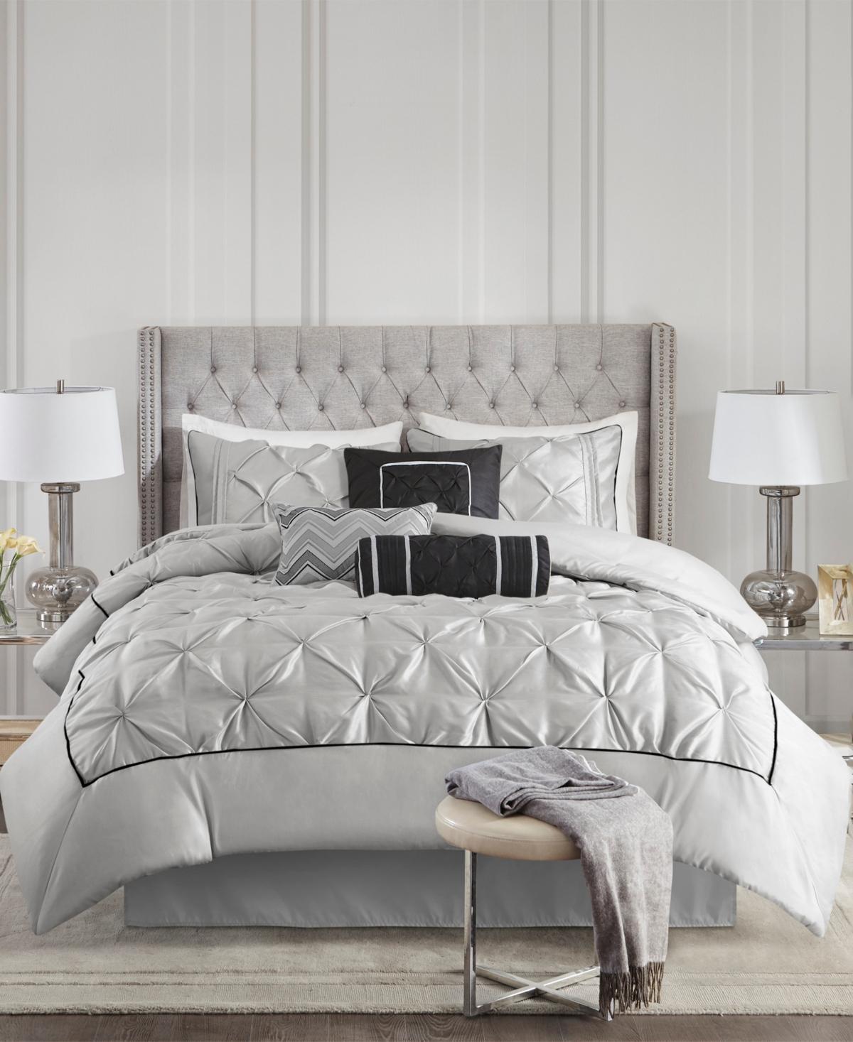 Madison Park Wilma 7-Pc. Comforter Set  Queen - Grey