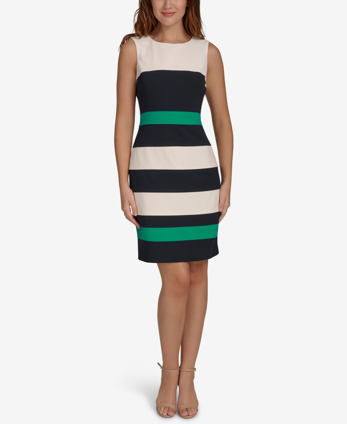 Click here for Tommy Hilfiger Colorblock Sheath Dress - Ivory/Sky... prices
