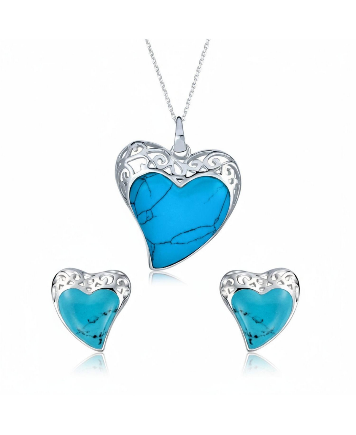 Click here for Bling Jewelry Filigree Turquoise Heart Necklace an... prices