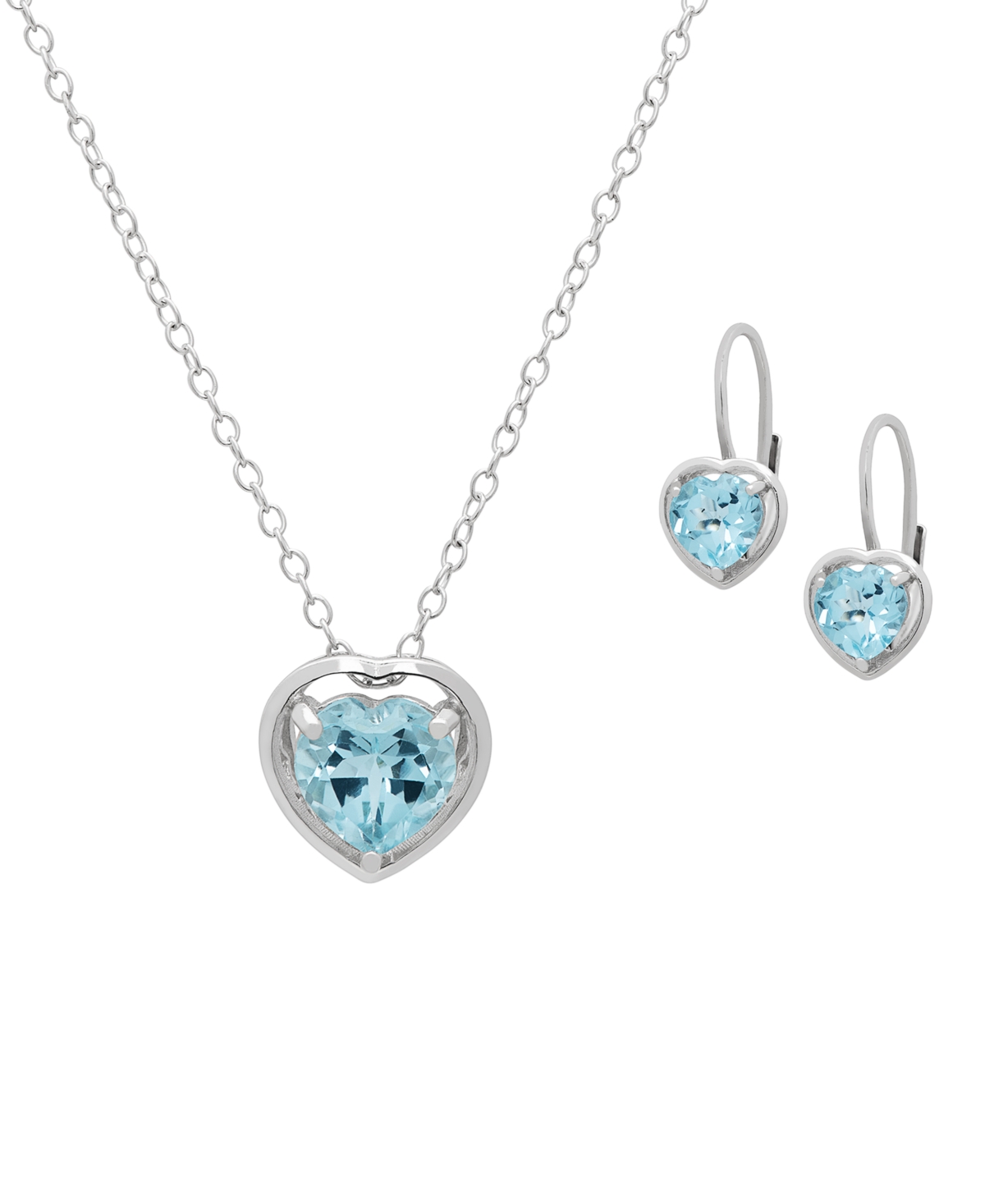 Click here for Macys 2-Pc. Blue Topaz Heart Pendant Necklace & Ea... prices