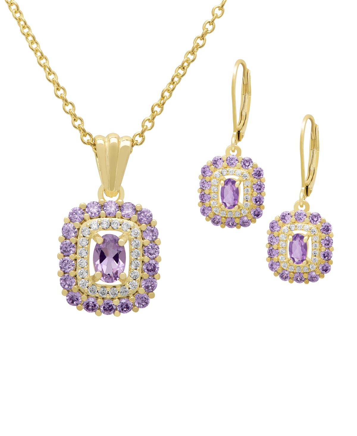 Click here for Macys 2-Pc. Amethyst & White Topaz Pendant Necklac... prices