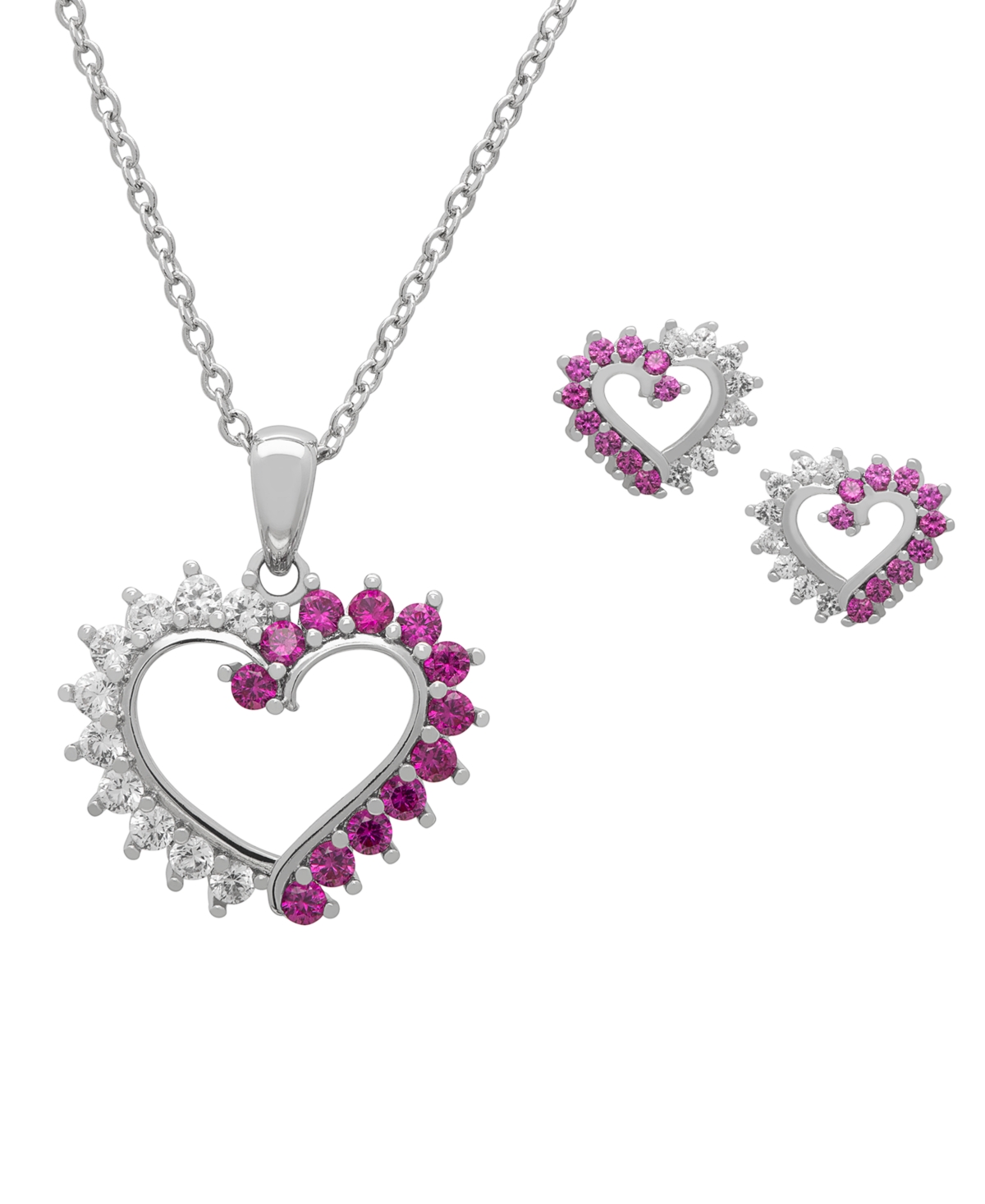 Click here for Macys 2-Pc. Lab-Grown Pink & White Sapphire Pendan... prices