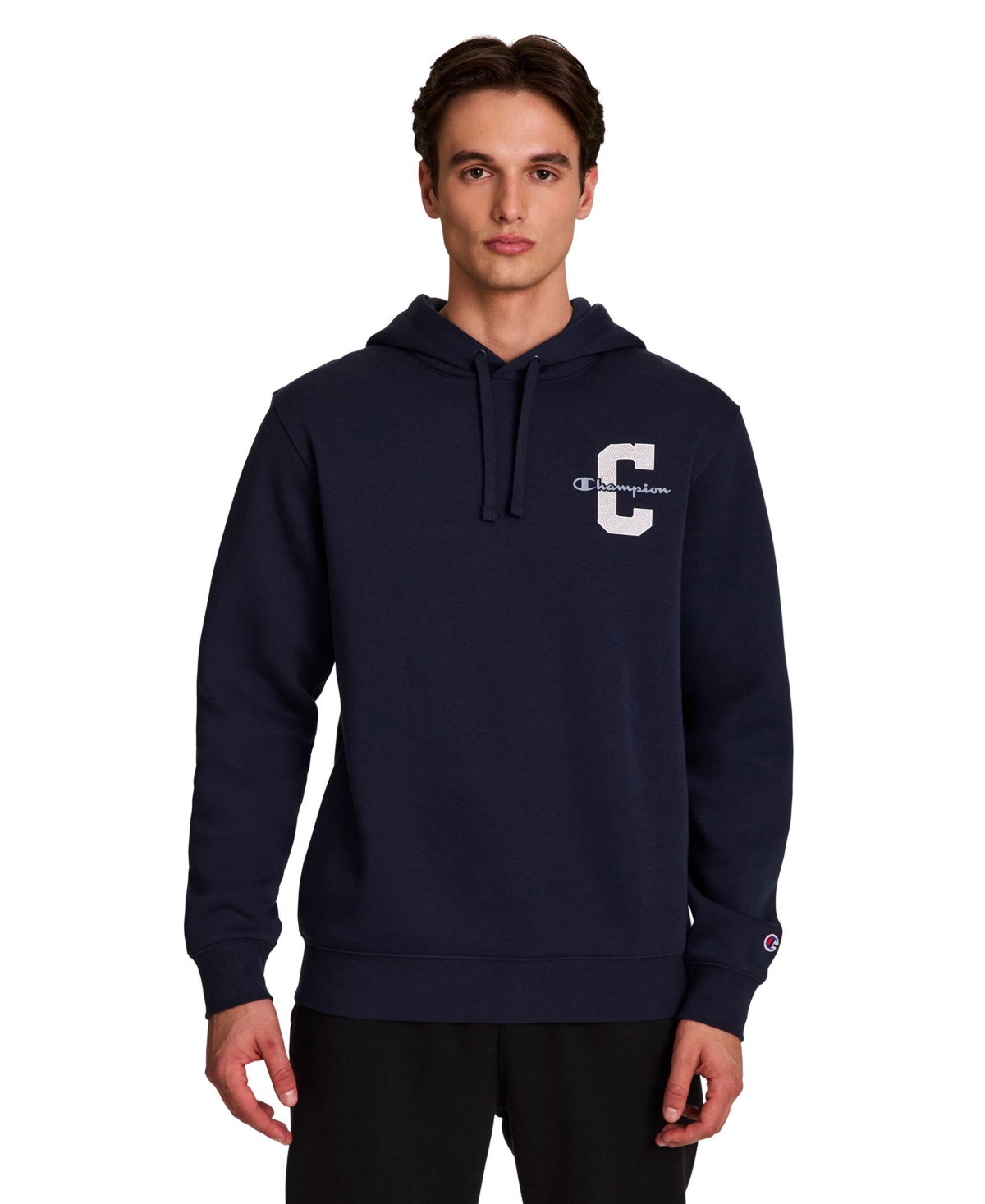 Click here for Champion Mens Midweight Embroidered Hoodie - Navy prices