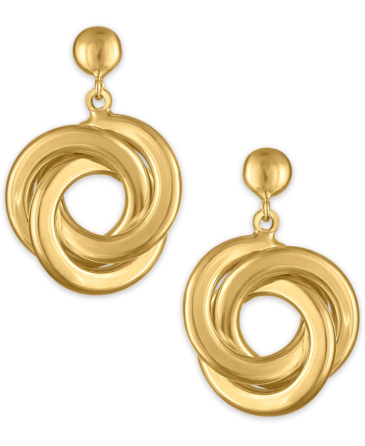 Click here for Macys Polished Love Knot Drop Earrings in 14k Yell... prices