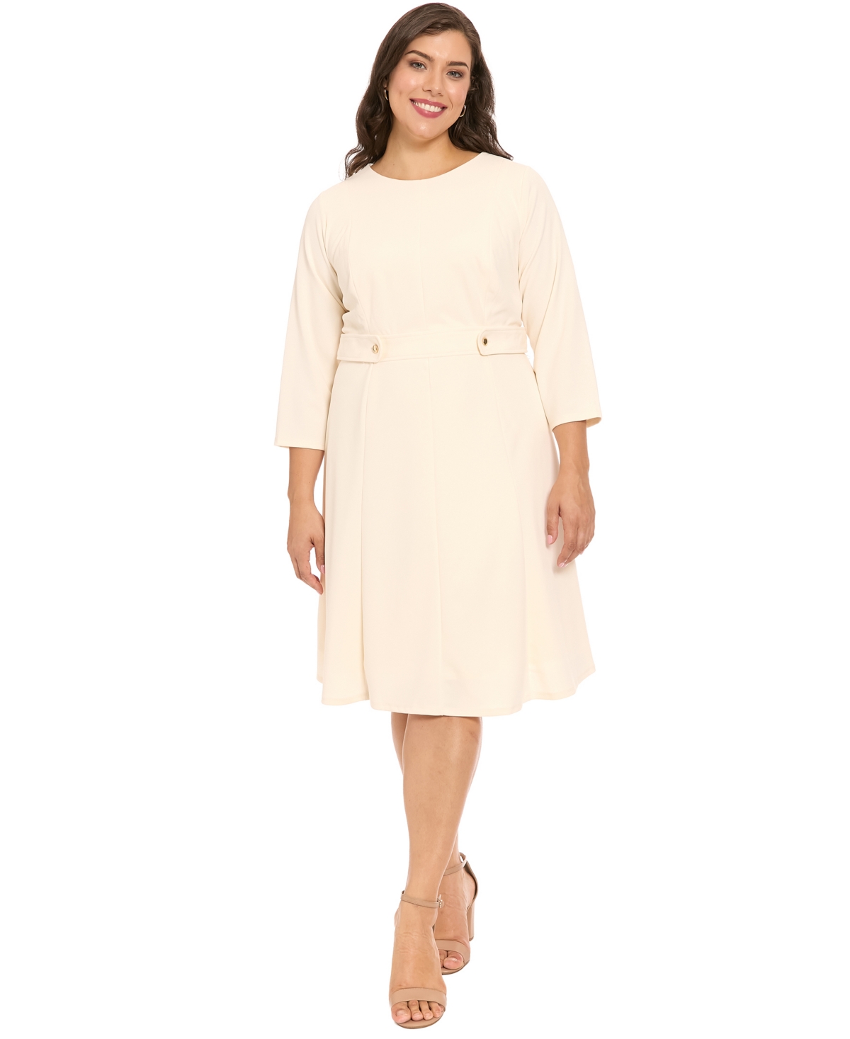 Click here for London Times Plus Size Crewneck Midi Dress - Sugar... prices