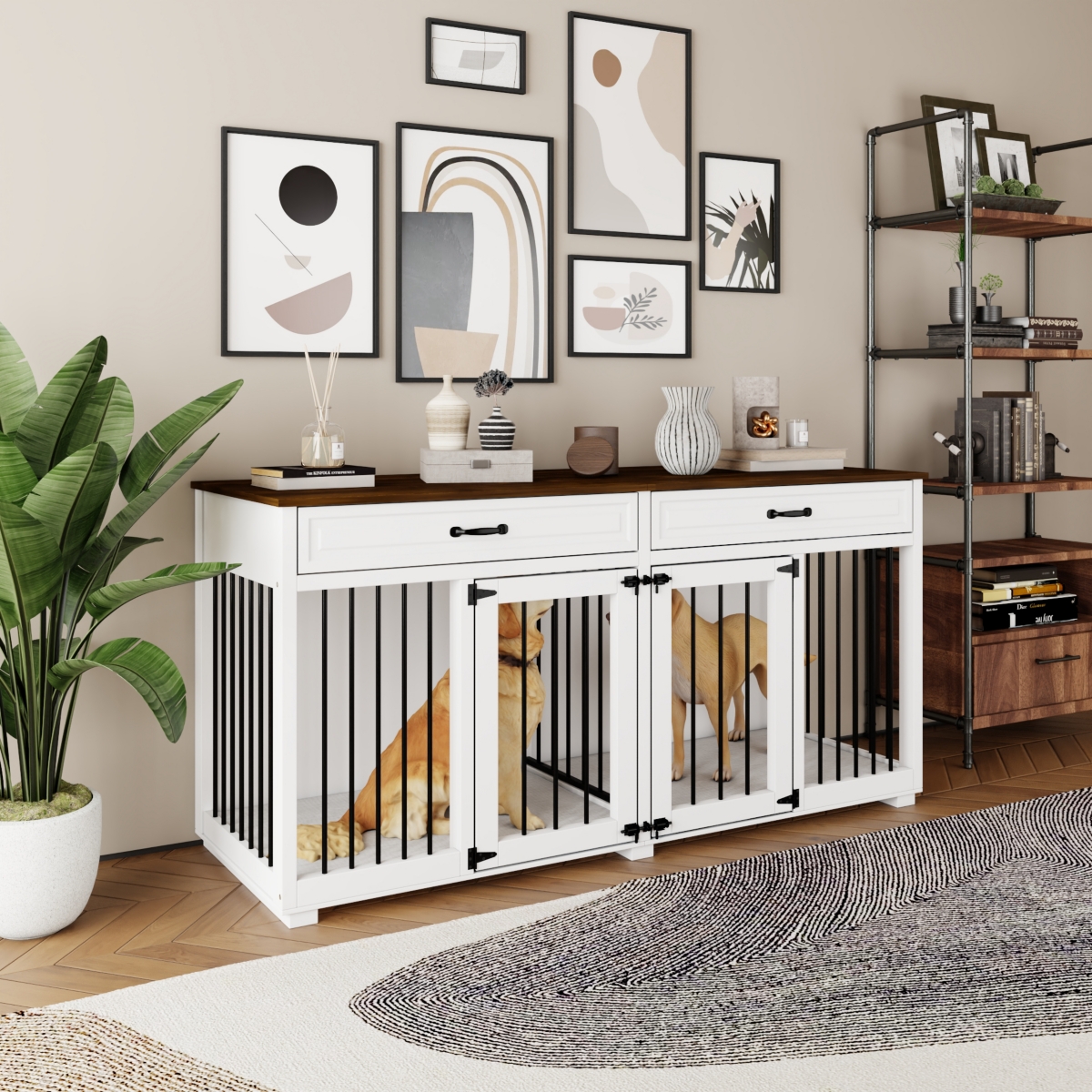 Click here for Indoor Dog Crate Furniture  Dog Cage Kennel with 2... prices