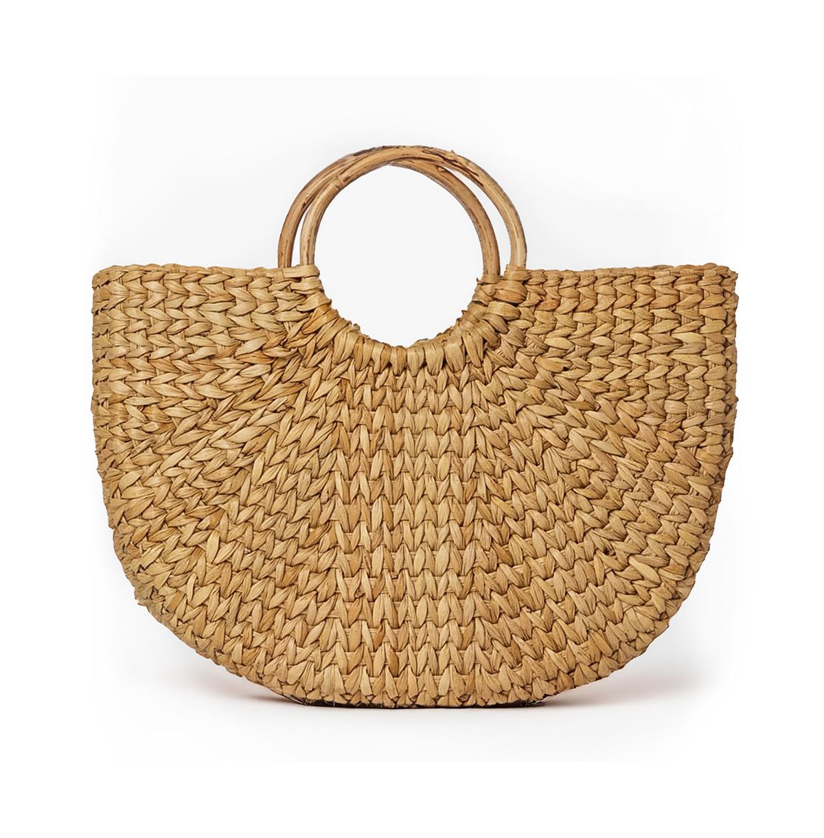 Click here for Verve Culture Circle Handle Palm Tote - Beige/Khak... prices