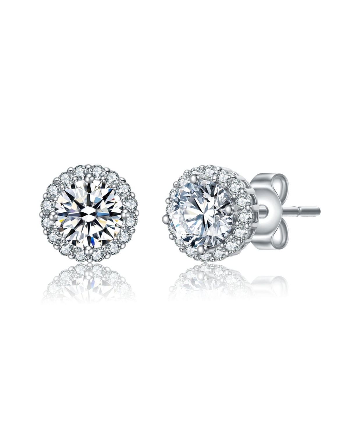 Click here for Elegant Round Stud Earrings with Colored Round Cub... prices