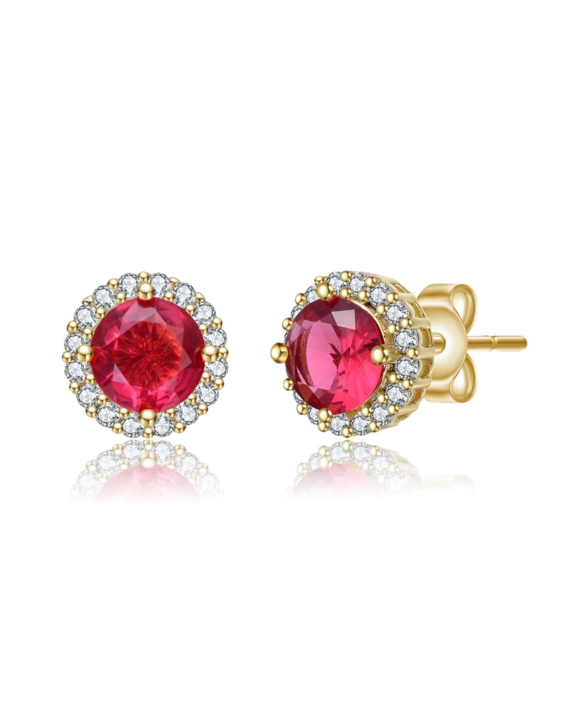 Click here for Elegant Round Stud Earrings with Colored Round Cub... prices