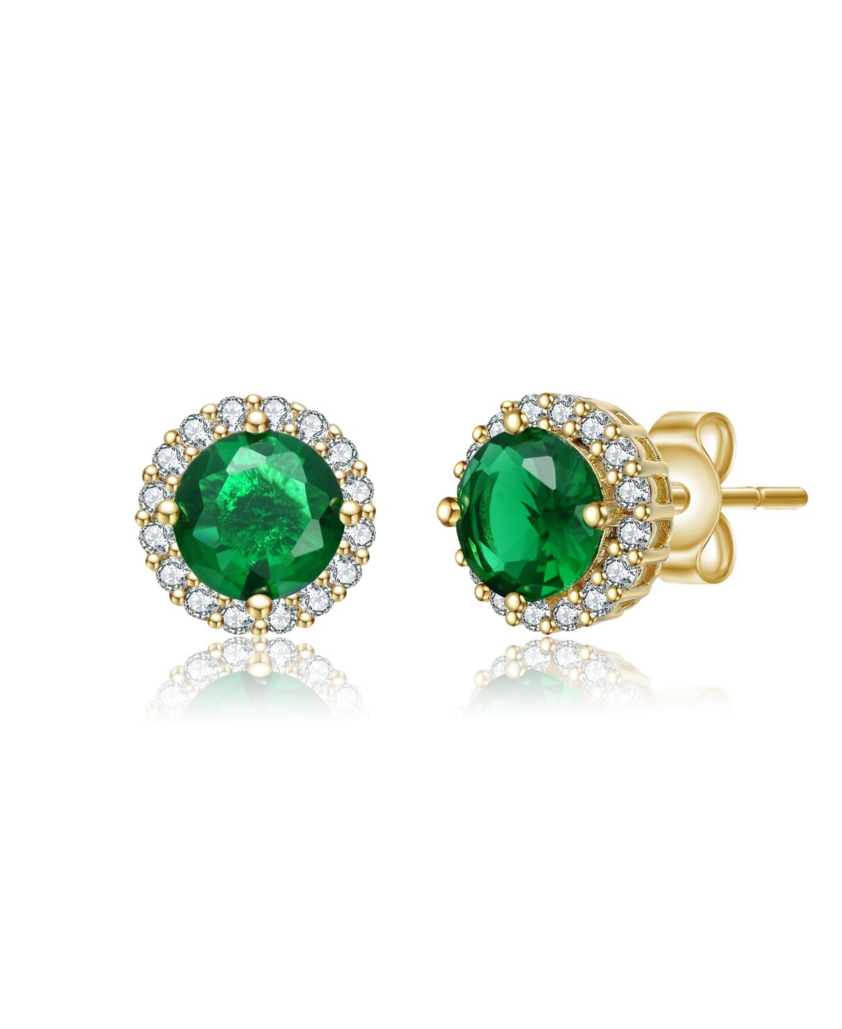 Click here for Elegant Round Stud Earrings with Colored Round Cub... prices