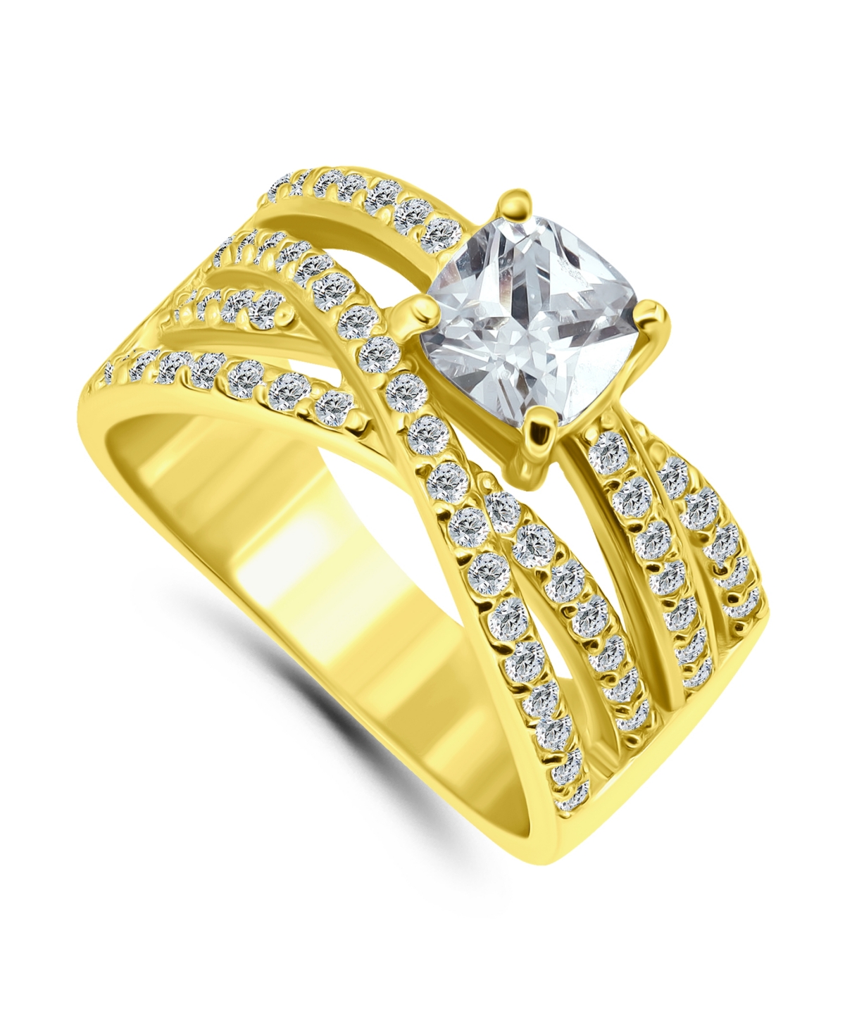 Click here for Cubic Zirconia Intertwined Band with Cushion Prong... prices