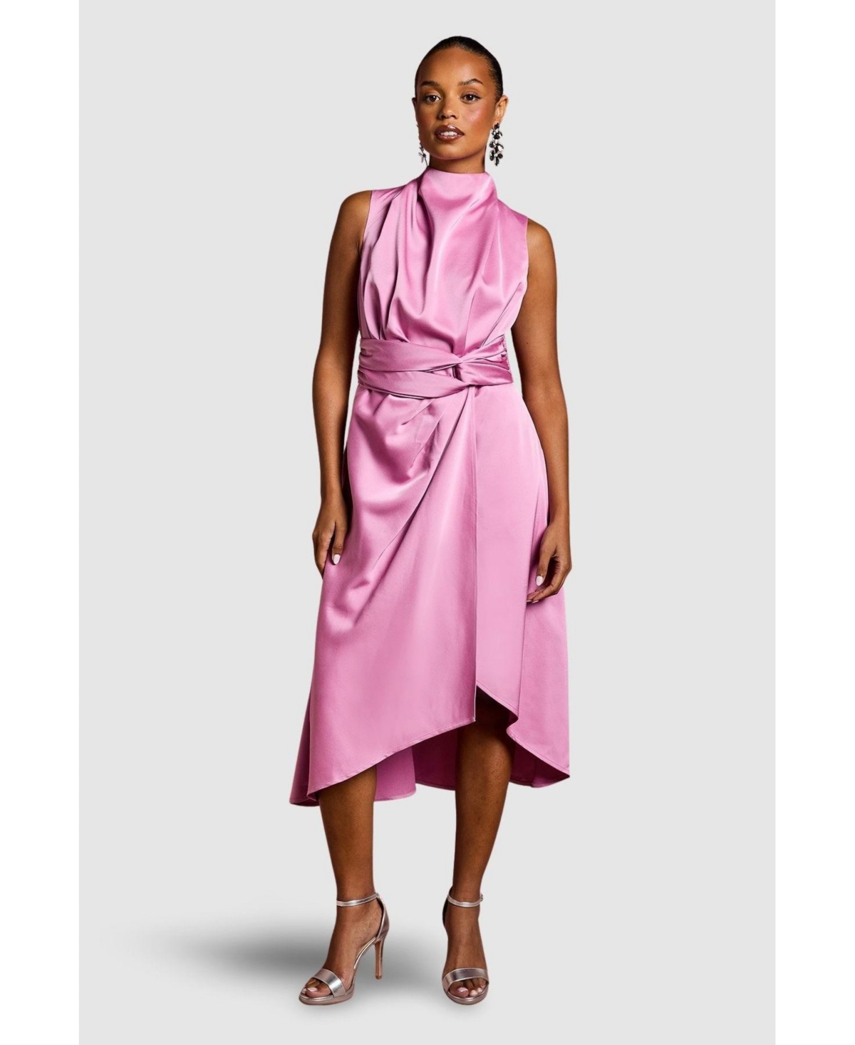 Click here for Coast Womens Satin Midi Dress With Twist Waist - P... prices