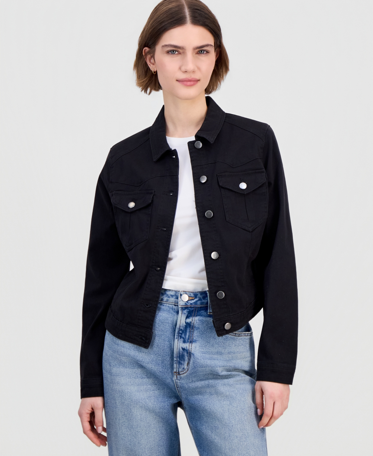 Click here for Tinseltown Juniors Black High-Low Jean Jacket - Bl... prices
