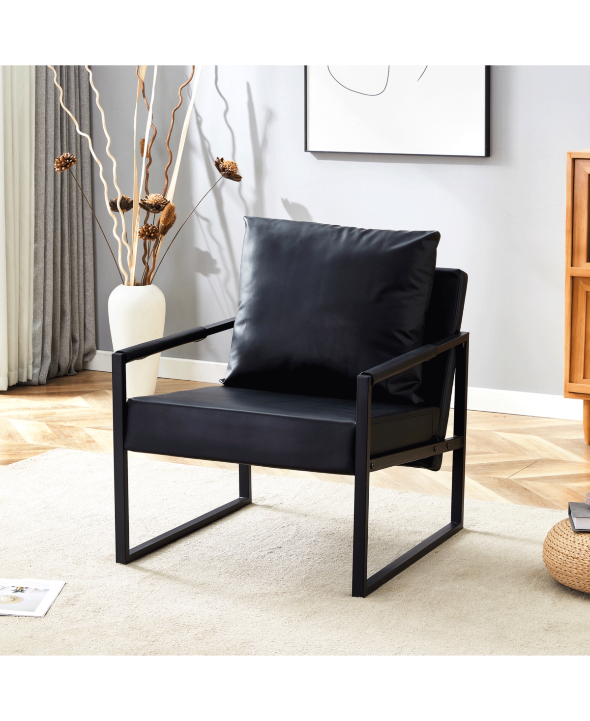 Click here for Streamdale Classic Black Pu Leather and Metal Sofa... prices