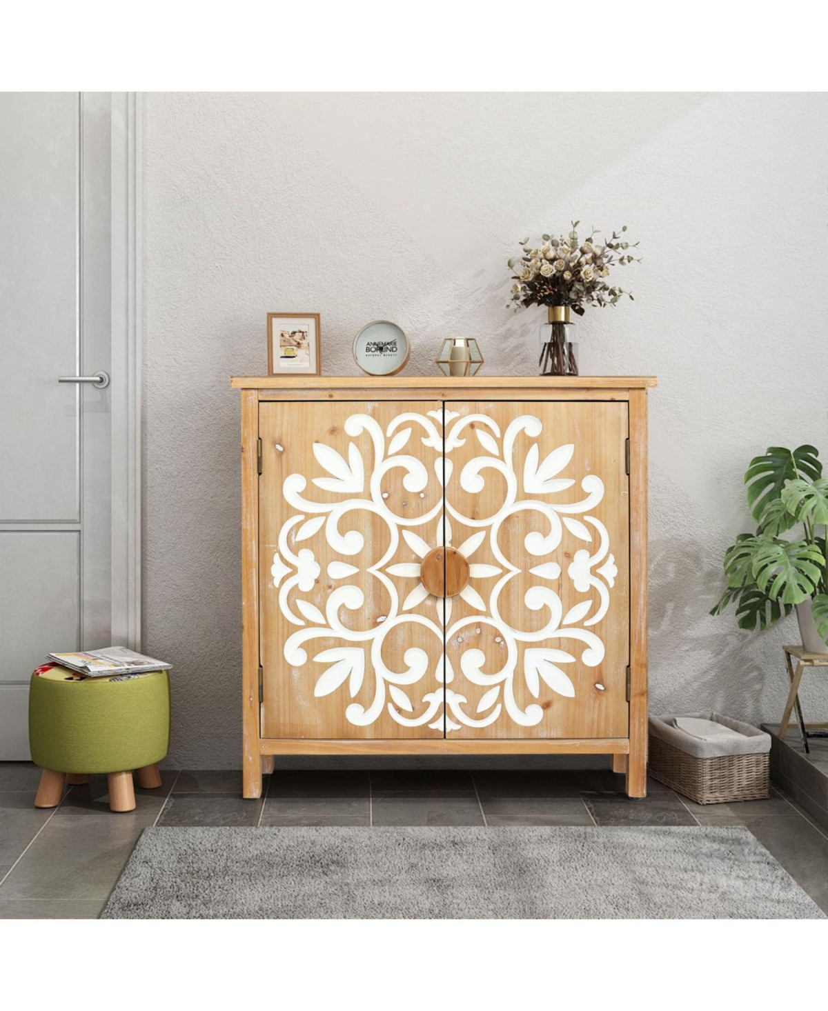 Click here for Streamdale Rustic Wooden Accent Cabinet with Flora... prices