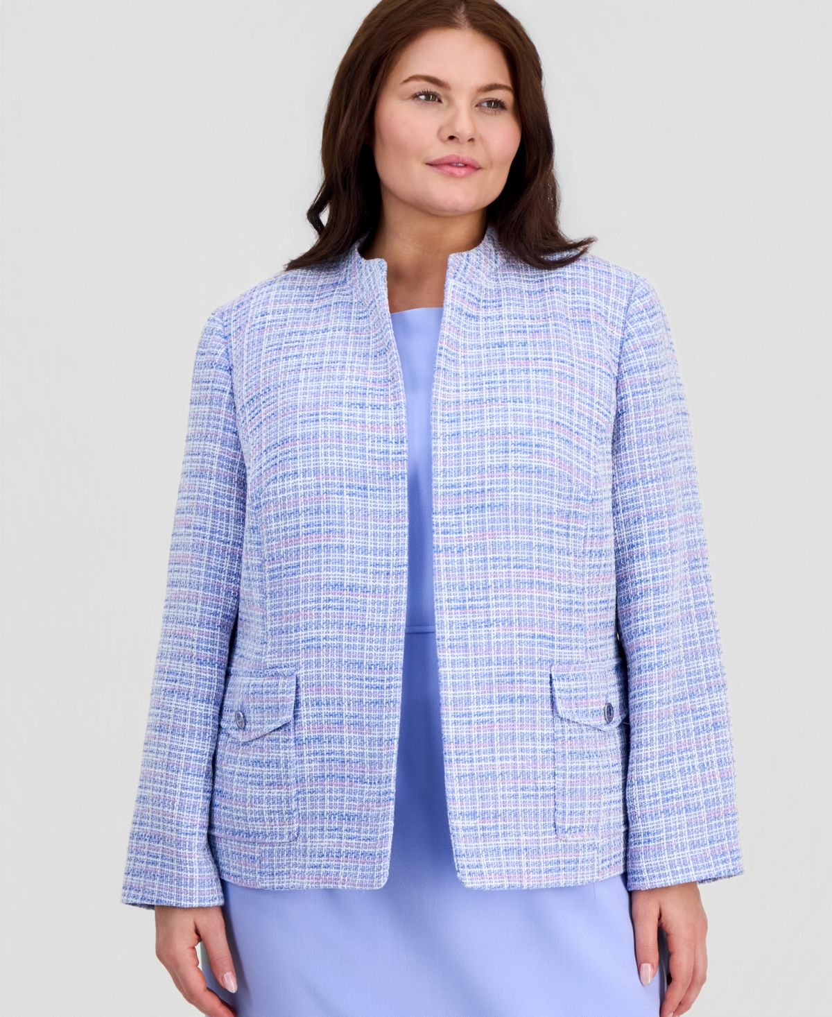 Click here for Kasper Plus Size Open-Front Tweed Jacket - Paris B... prices