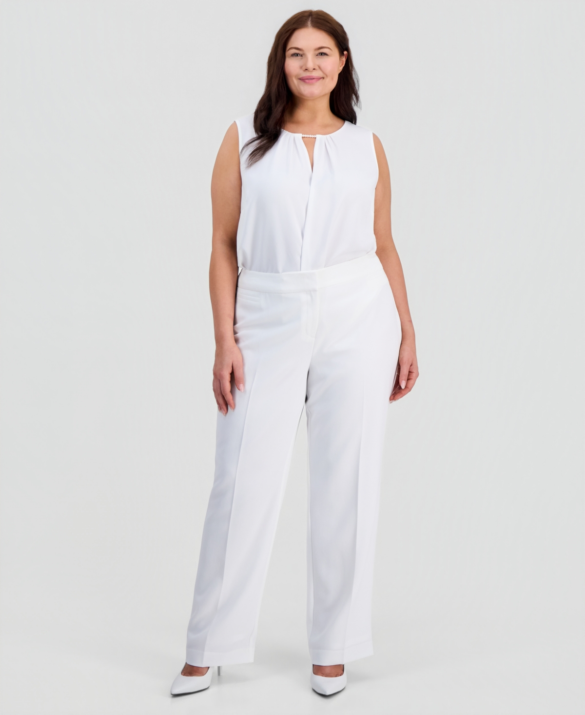 Click here for Kasper Plus Size High-Rise Straight-Leg Pants - Li... prices