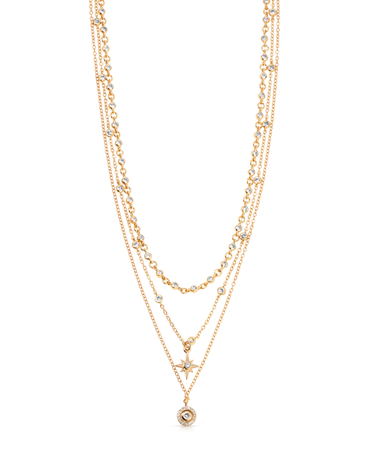 Click here for Ettika Celestial Triple Chain Layered Necklace - G... prices