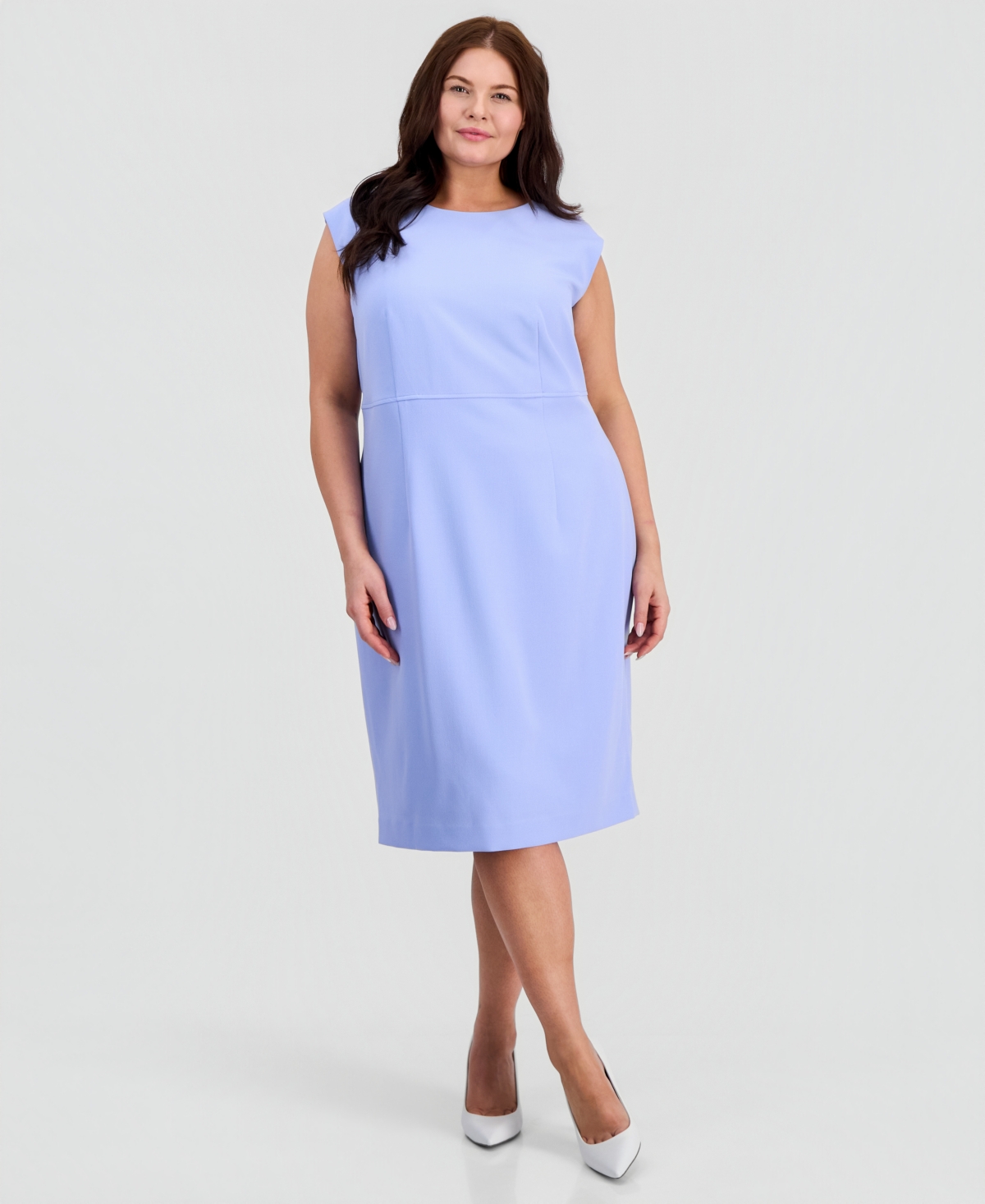 Click here for Kasper Plus Size Sleeveless Crepe Sheath Dress - P... prices