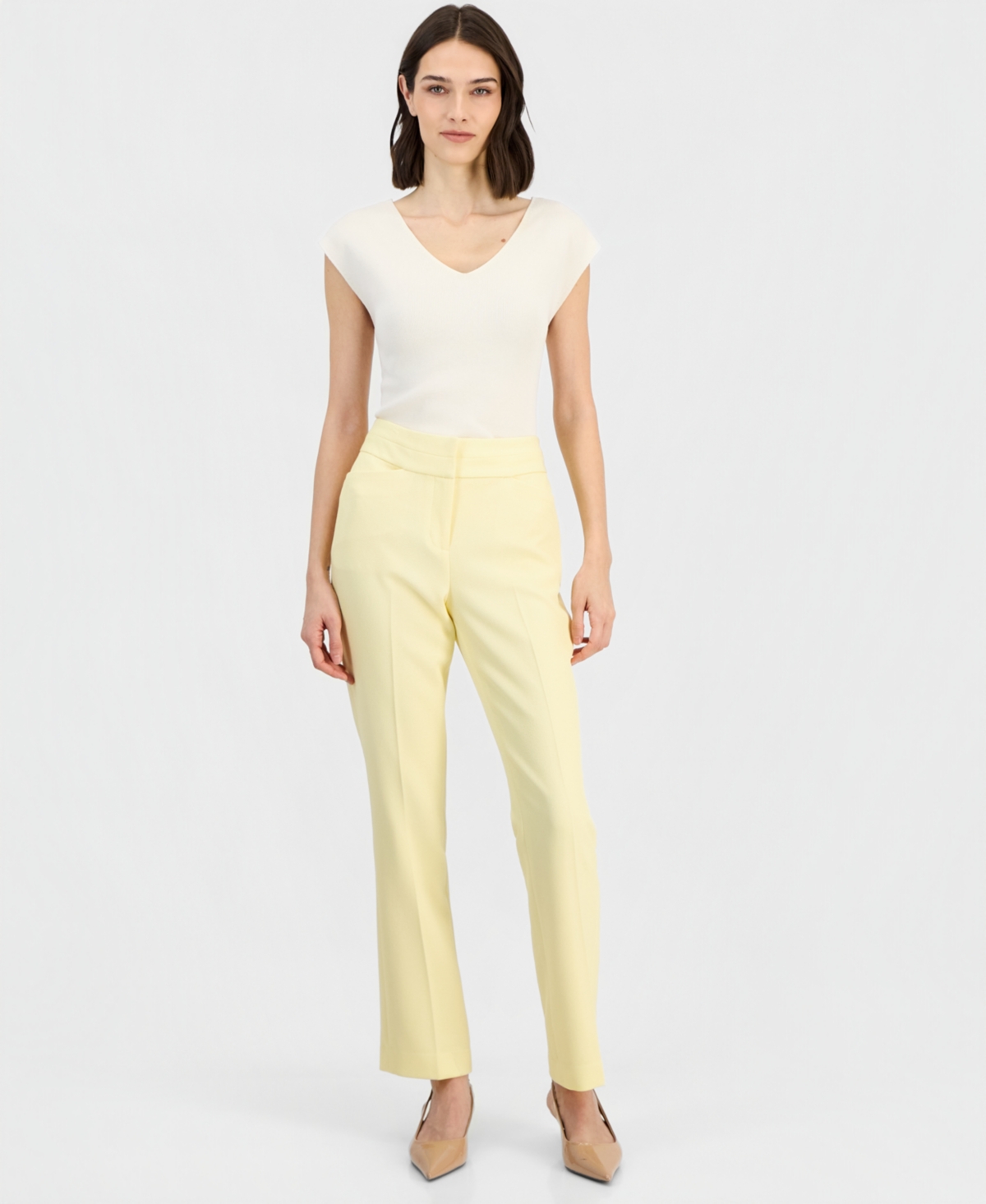 Click here for Tahari Asl Petite Mid Rise Bell Bottom Pants - But... prices
