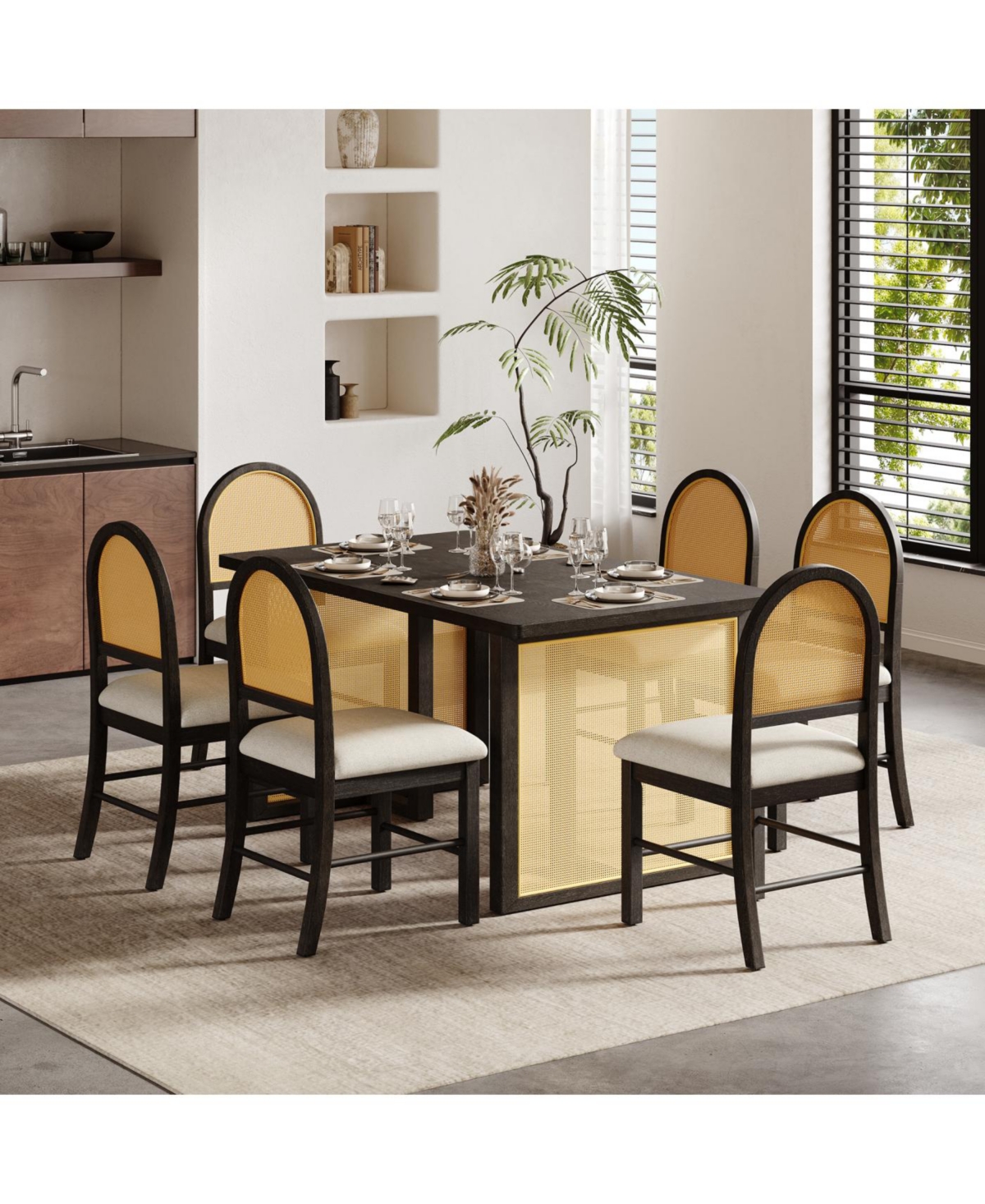 Click here for Streamdale Furniture 7-Piece Farmhouse Dining Set... prices