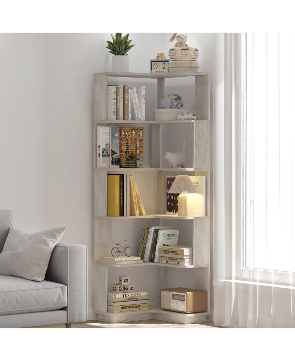 Click here for Streamdale 6 Tier L-Shaped Corner Bookshelf with A... prices