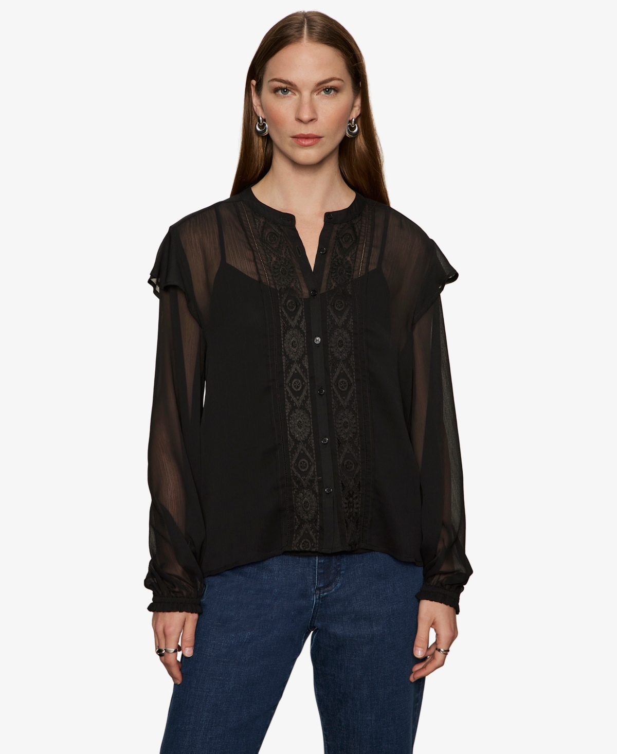 Click here for Sanctuary Womens Nostalgia Embroidered Top - Black prices