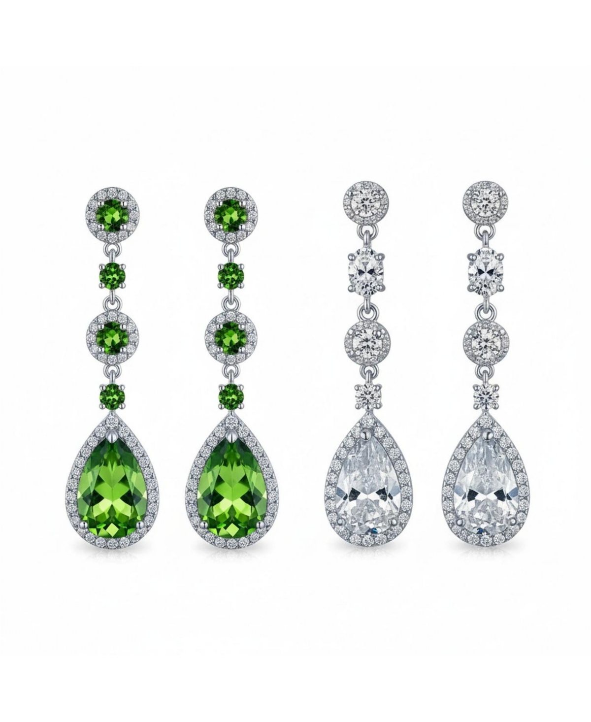 Click here for Bling Jewelry Set of 2 Clear & Green Cubic Zirconi... prices