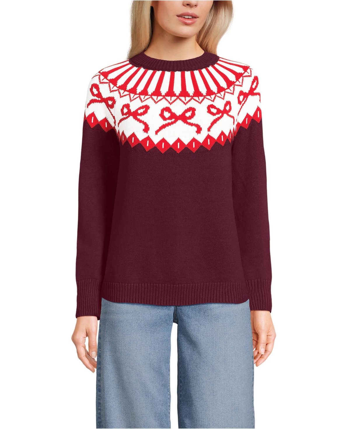 Click here for Lands End Womens Drifter Jacquard Raglan Crew Neck... prices