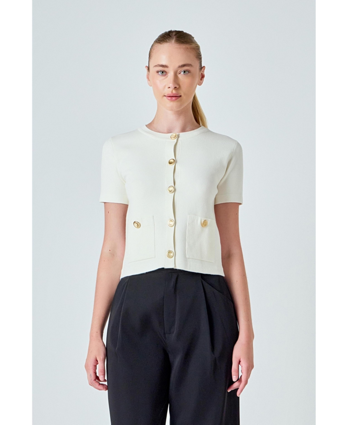 Click here for endless rose Womens Short Sleeve Button-Up Cardiga... prices