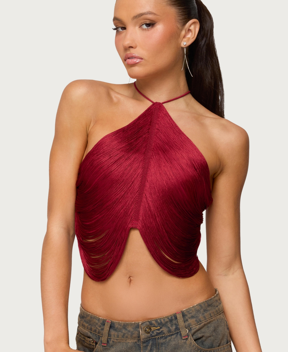 Click here for Edikted Womens Hara Fringed Crisscross Backless To... prices