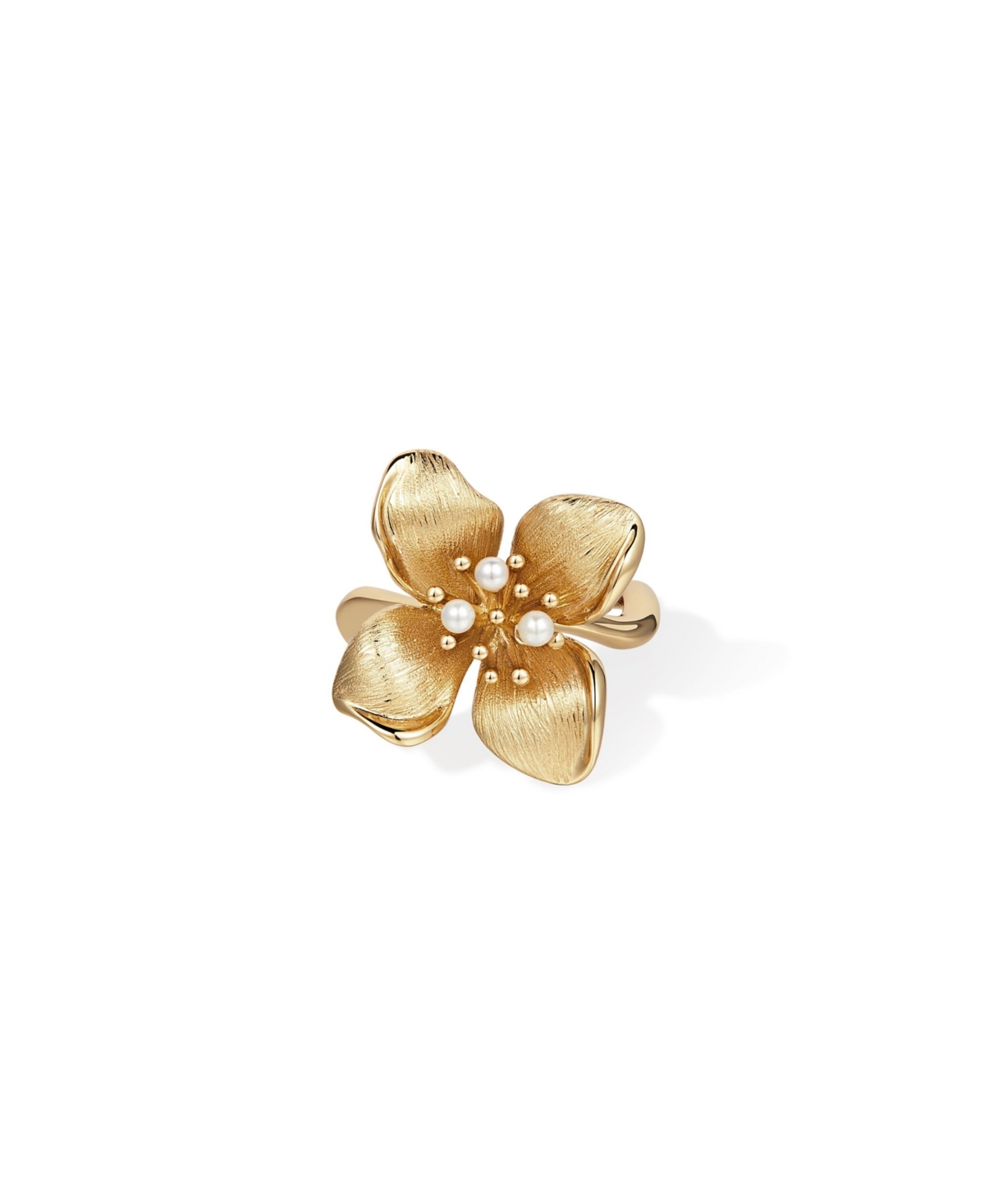 Click here for Retro Chic Large Blossom Ring - Gold  white prices